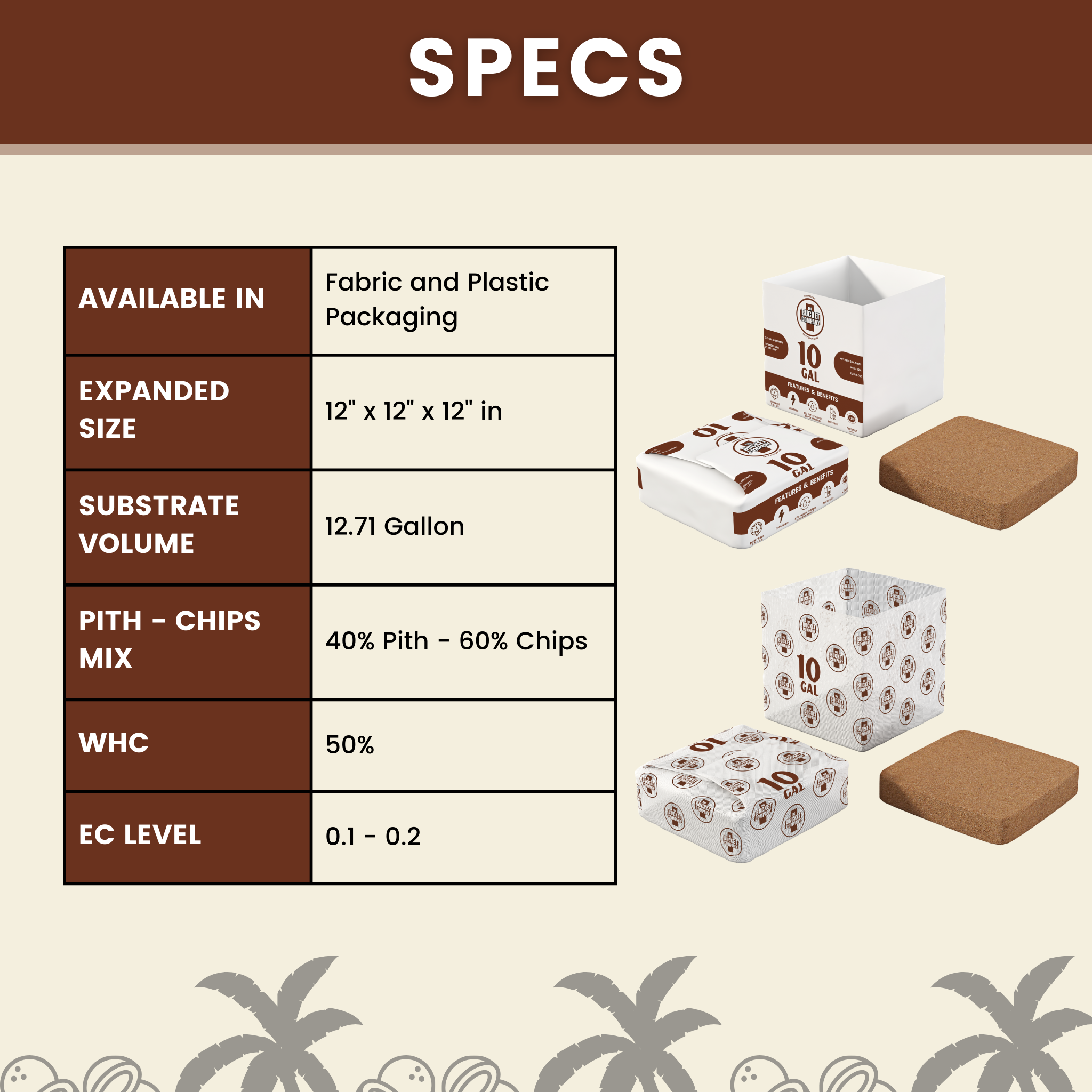10 Gallon Coco Coir Cube Brick 54% WHC | The Bucket Company