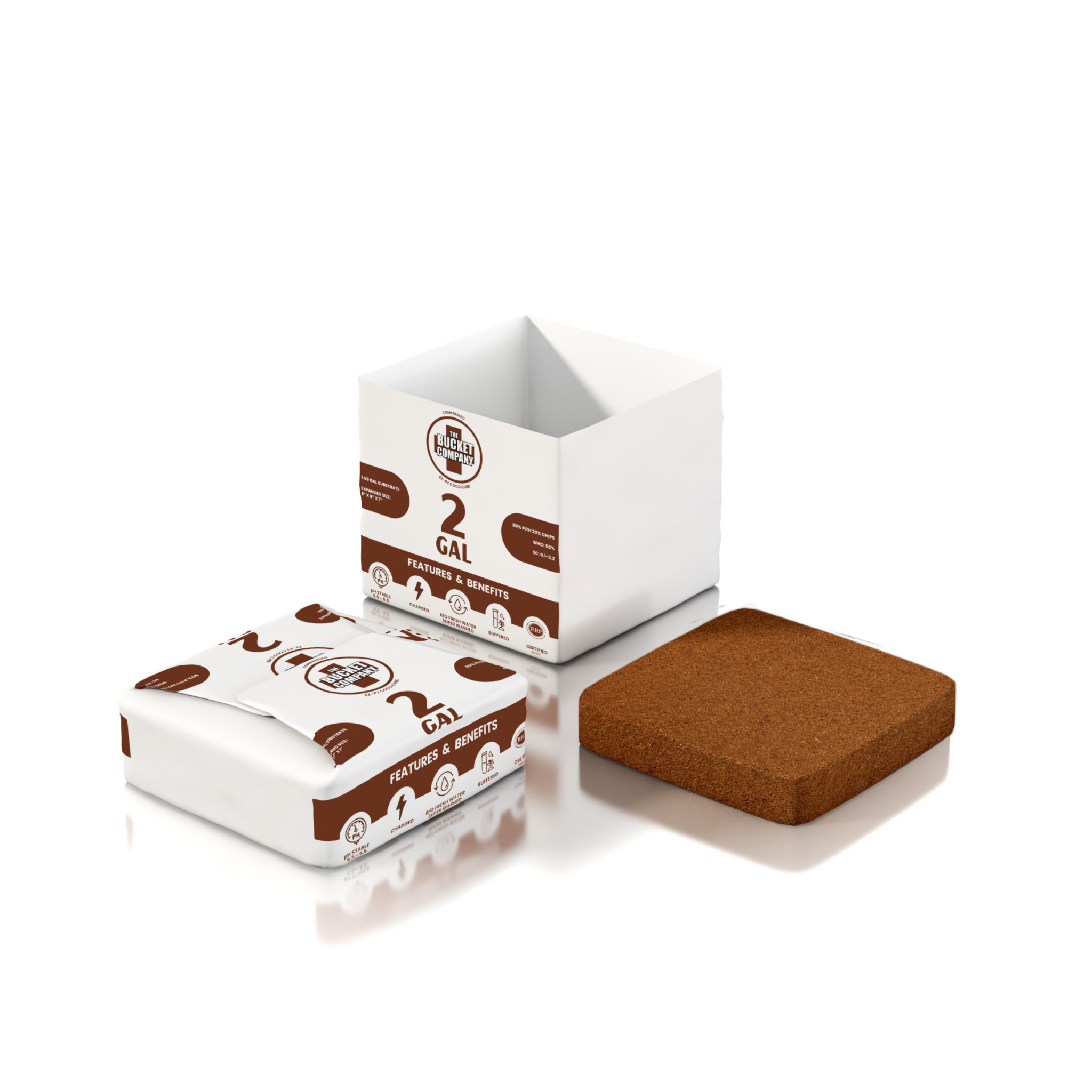 2 Gallon Coco Coir Cube Brick 58% WHC | The Bucket Company